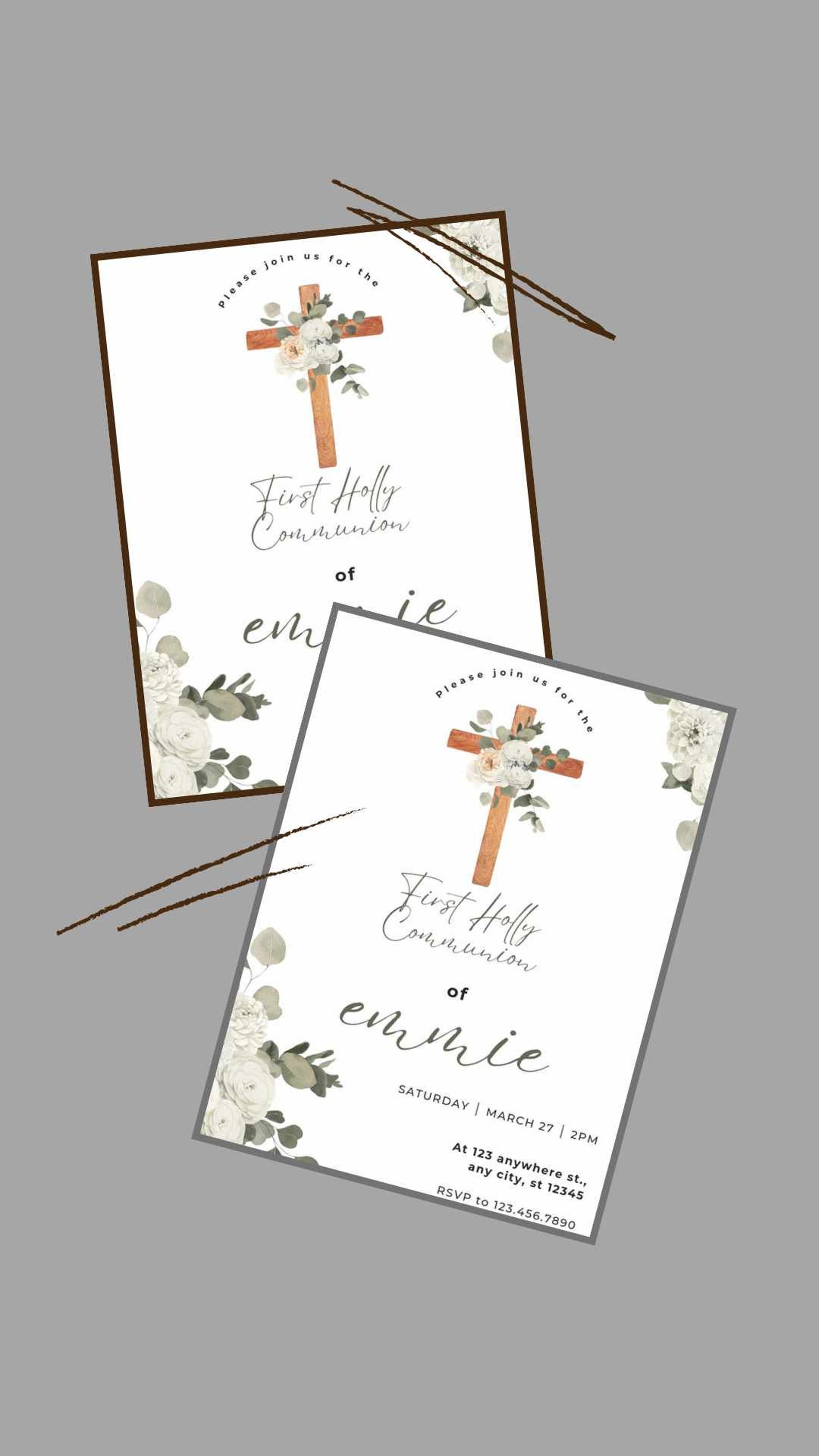Customized Classy First Communion Invitations, Simple First Communion ...