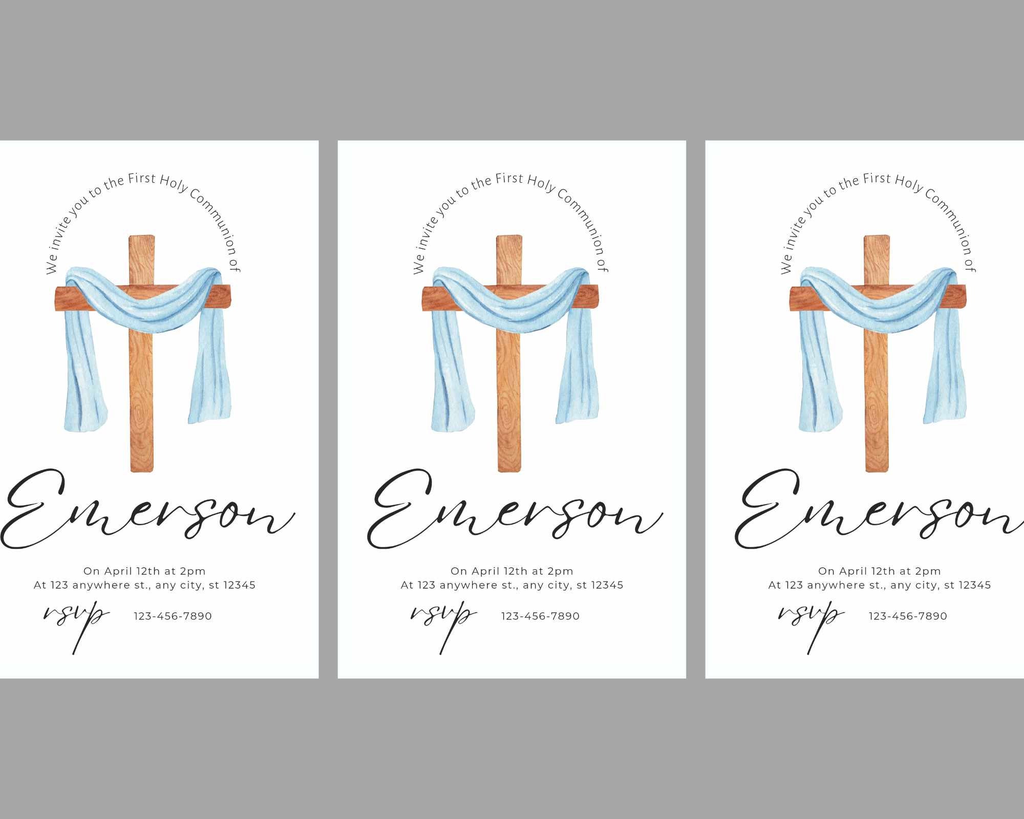 Customized Classy First Communion Invitations, Simple First Communion ...