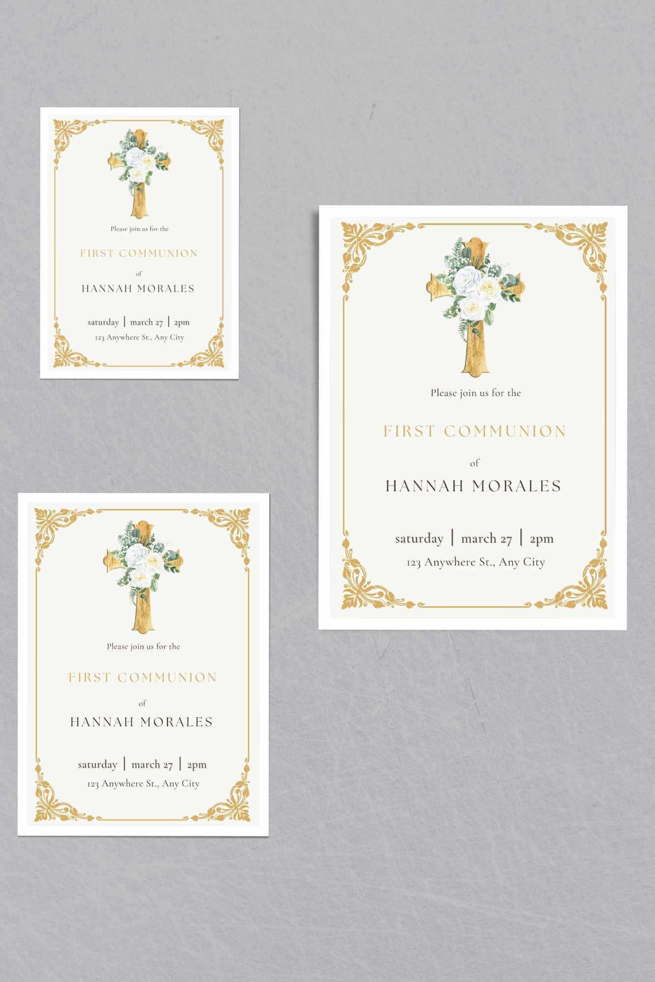 Customized Classy First Communion Invitations, Simple First Communion ...
