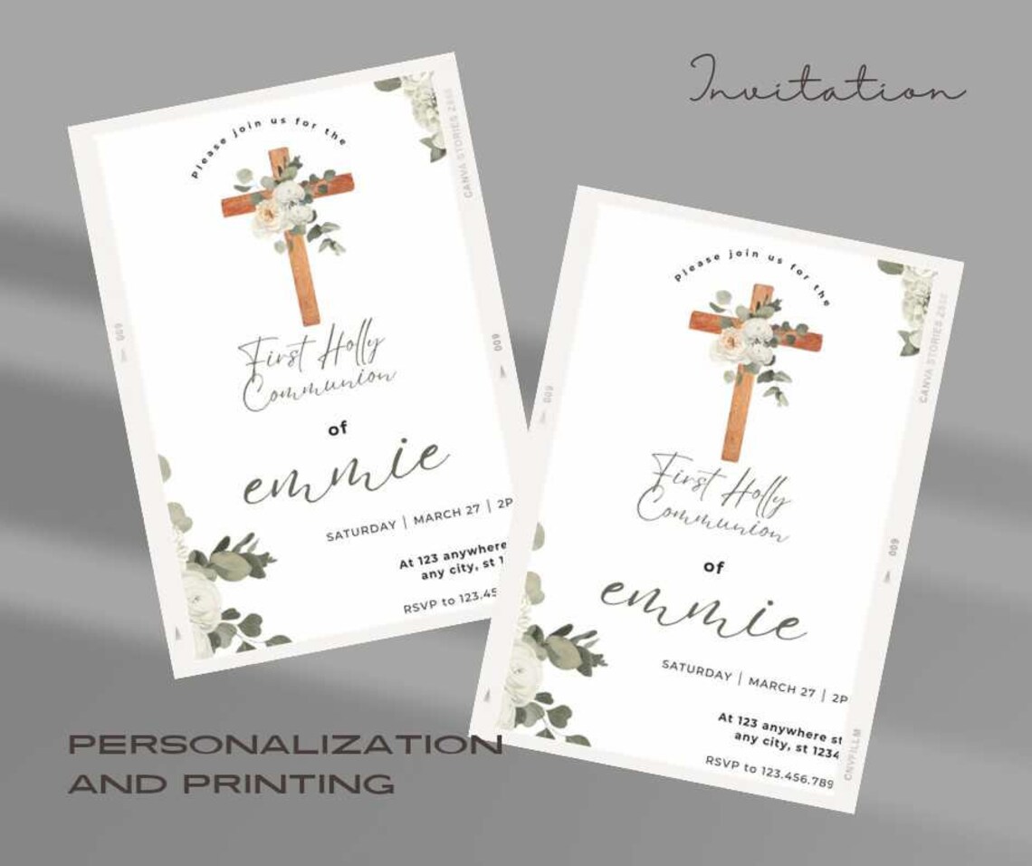 Customized Classy First Communion Invitations, Simple First Communion ...