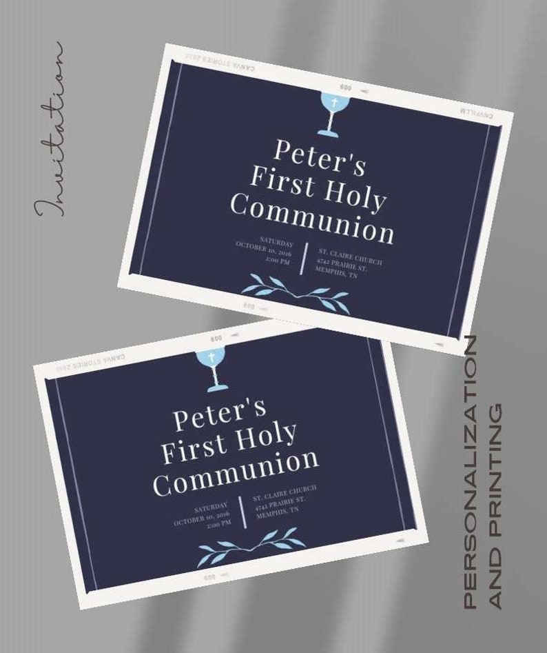 Customized Classy First Communion Invitations, Simple First Communion ...