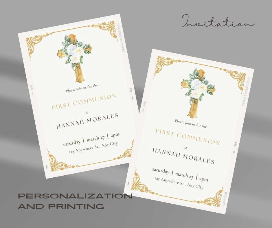 Customized Classy First Communion Invitations, Simple First Communion ...