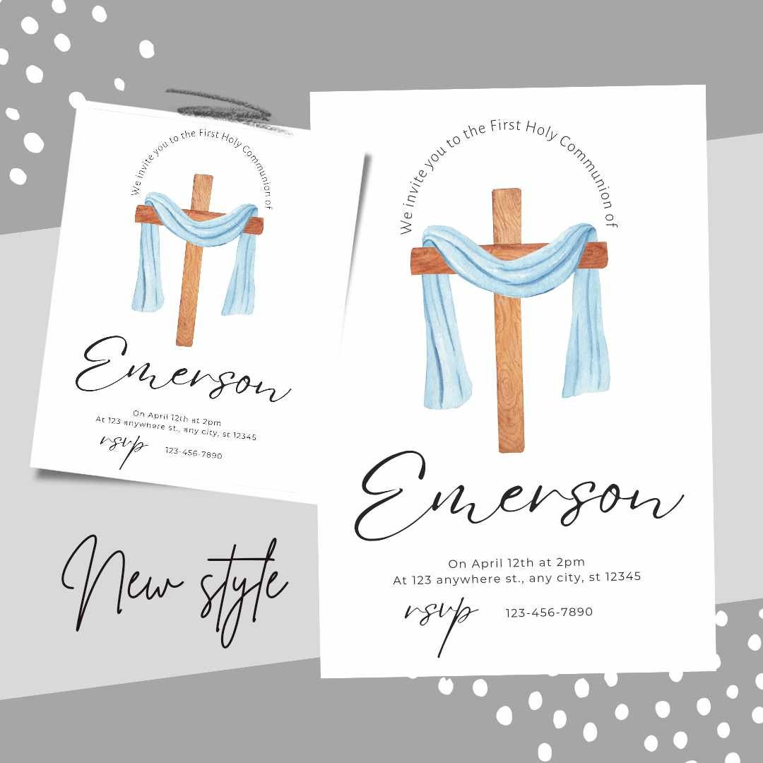 Customized Classy First Communion Invitations, Simple First Communion ...