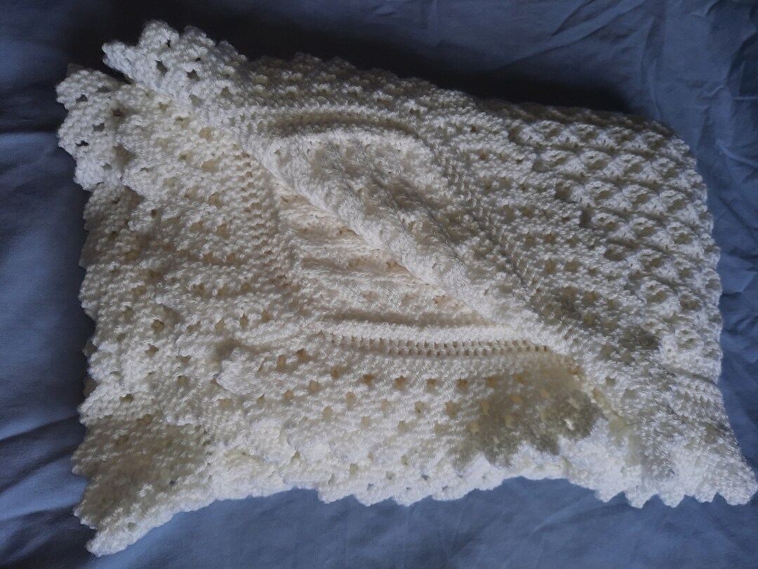 Beautiful Hand Knitted Baby Shawl/blanket, 110cmx83cm. Available in ...