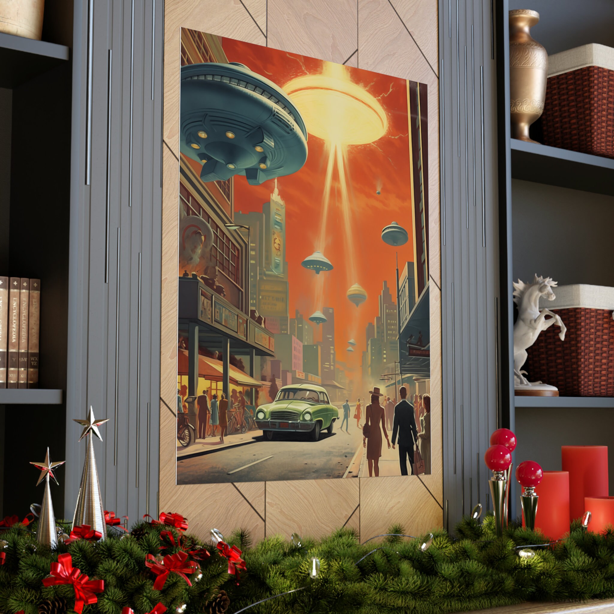 Retro UFO Alien Art, Collage Art, Trippy Wall Art, , Cosmic Art ...