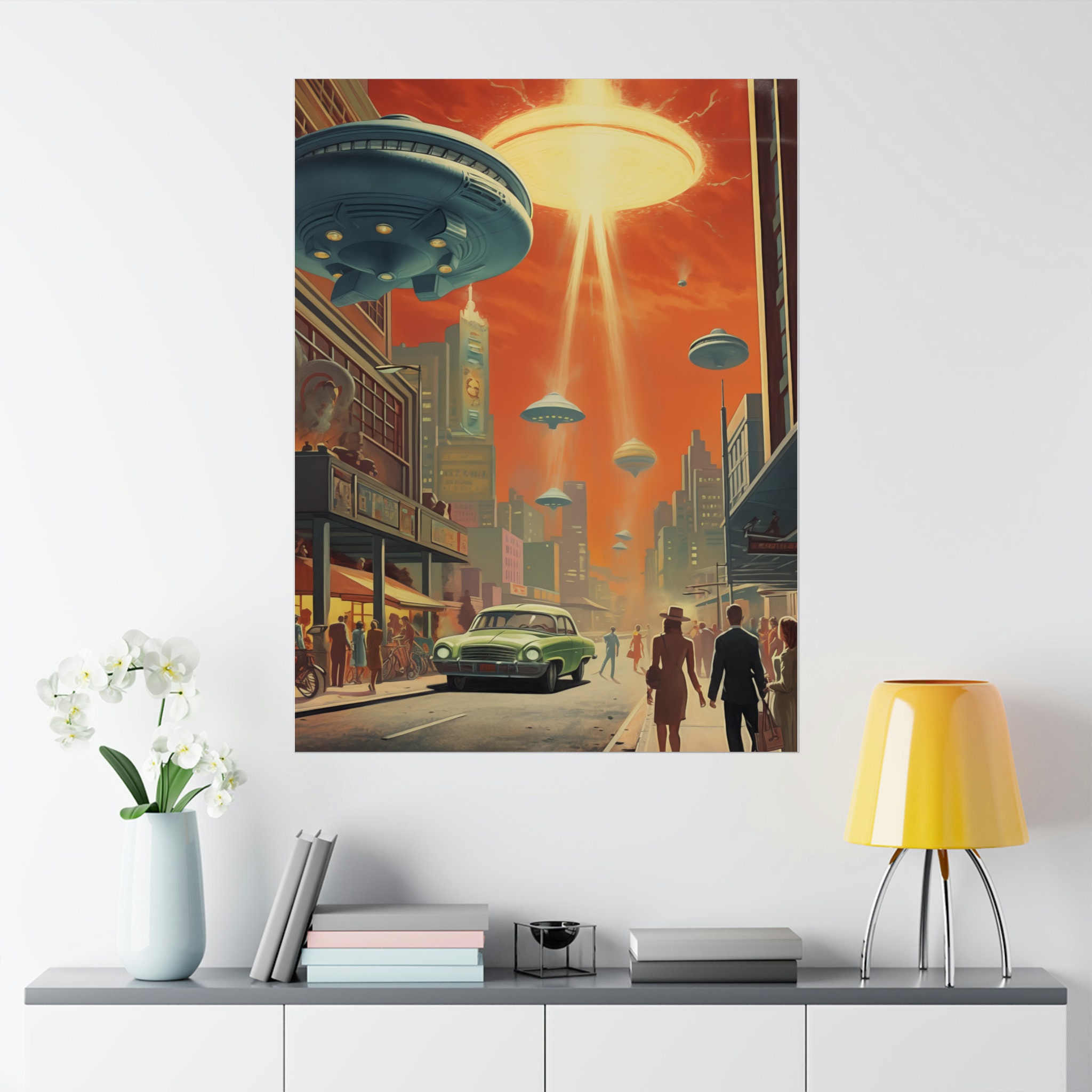 Retro UFO Alien Art, Collage Art, Trippy Wall Art, , Cosmic Art ...