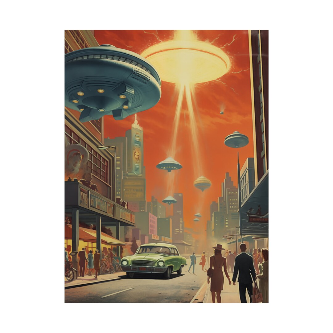 Retro UFO Alien Art, Collage Art, Trippy Wall Art, , Cosmic Art ...
