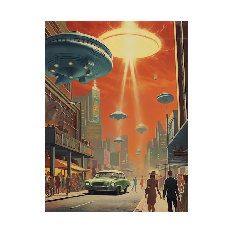Retro UFO Alien Art, Collage Art, Trippy Wall Art, , Cosmic Art ...