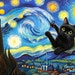 Cat Print Starry Night Vincent Van Gogh Black Cat Art Funny Gift ...
