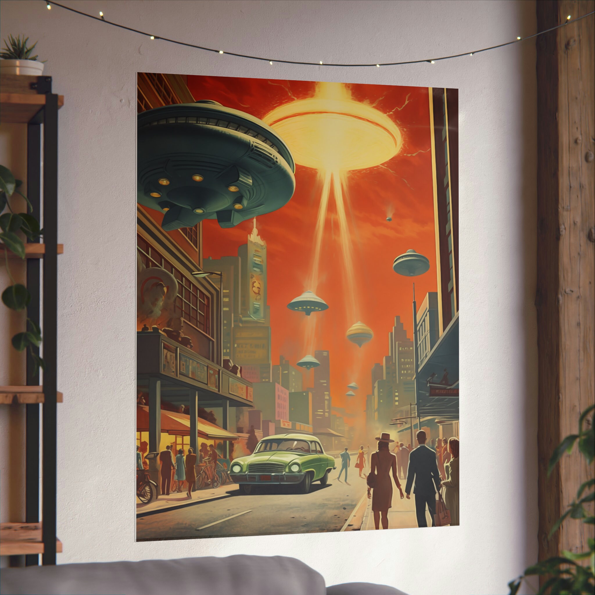Retro UFO Alien Art, Collage Art, Trippy Wall Art, , Cosmic Art ...