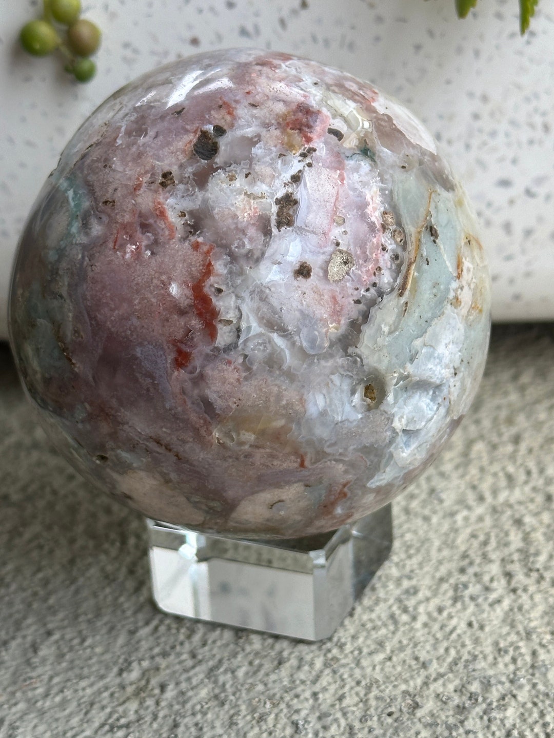 Green & Pink Flower Agate Sphere Rare, Big, and Beautiful - Etsy