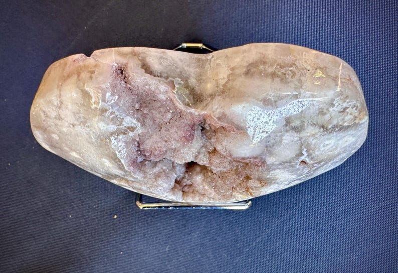 Pink Amethyst Druzy Heart | Love & Healing Crystal With Silver Stand - Etsy