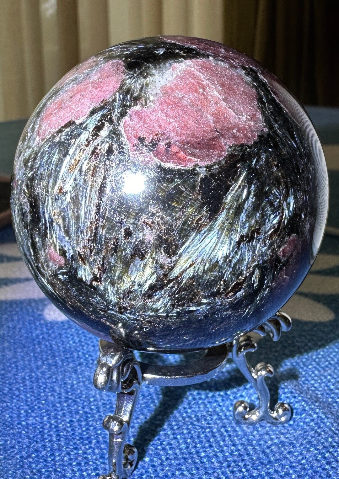 Garnet With Astrophyllite (firework) Sphere | Amazing Flash & Luster ...