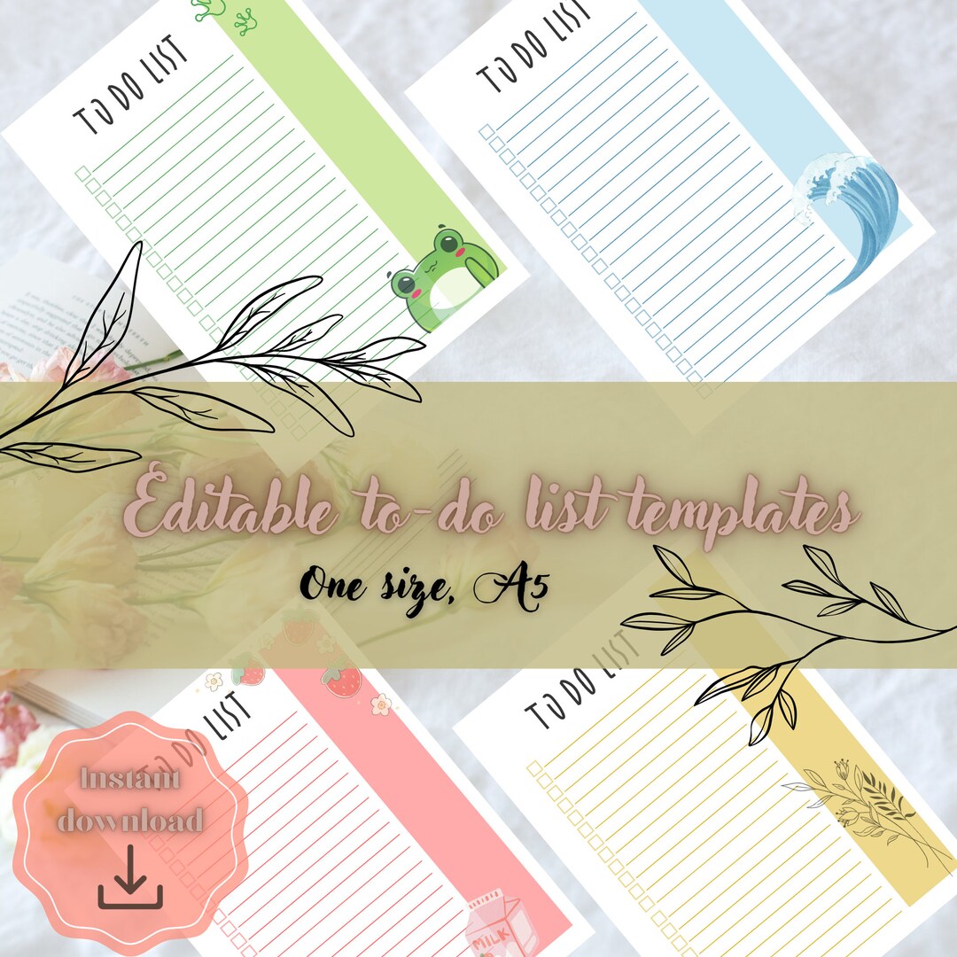 To Do List Printable Bundle, Editable to Do List Template, A5 to Do ...