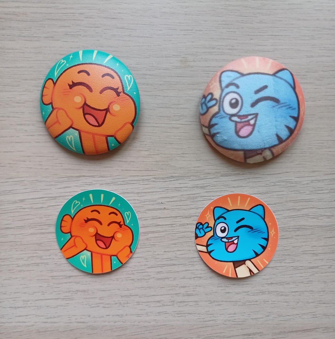 GUMBALL AND DARWIN Plush Button Pins and Stickers - Etsy