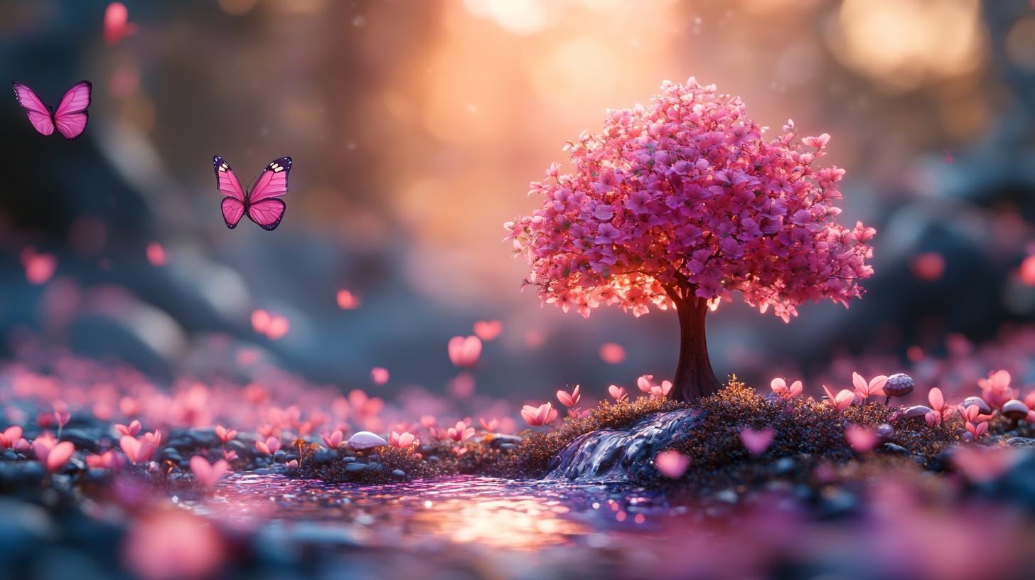 Magical Pink Digital Background - Enchanting Nature Scene - Etsy