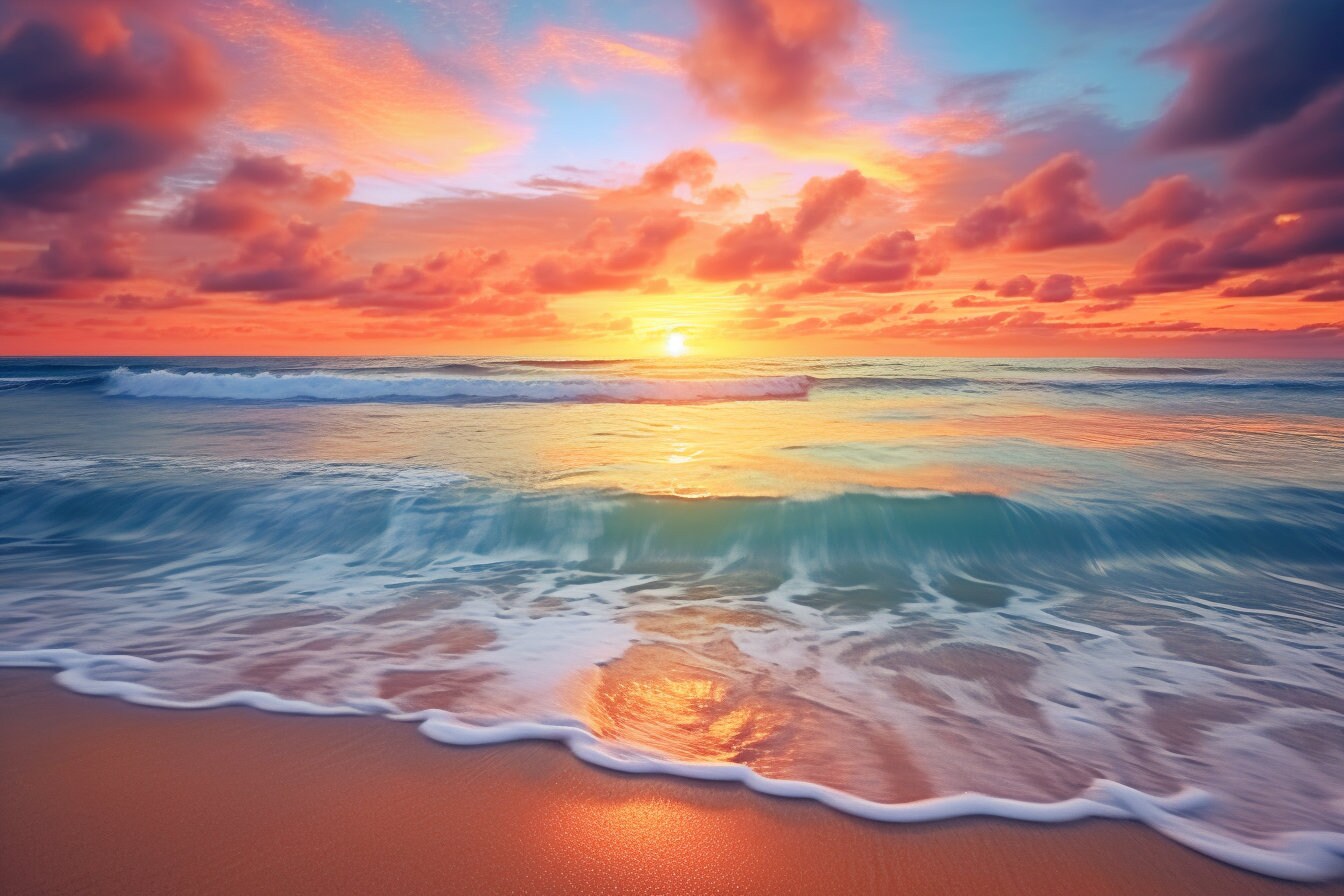 Digital Backdrop Captivating "beach Serene Sunset Over the Horizon" - Etsy