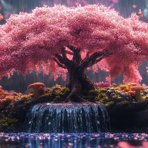 Magical Pink Digital Background - Enchanting Nature Scene - Etsy