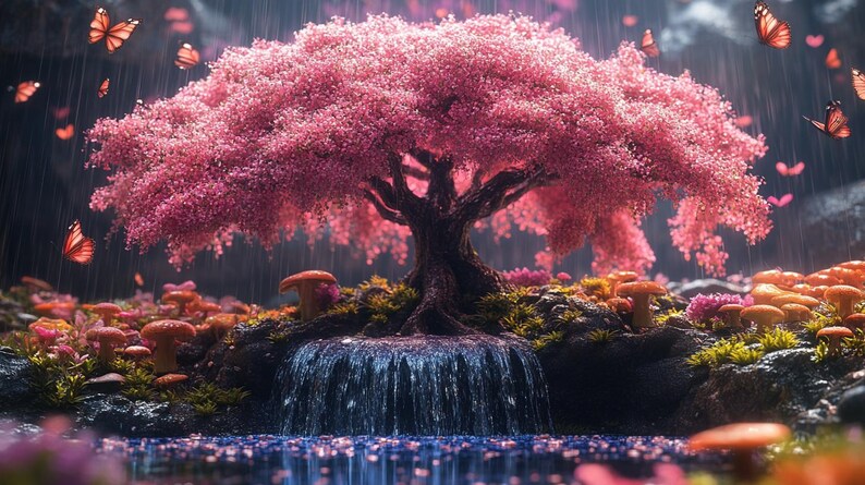 Magical Pink Digital Background - Enchanting Nature Scene - Etsy