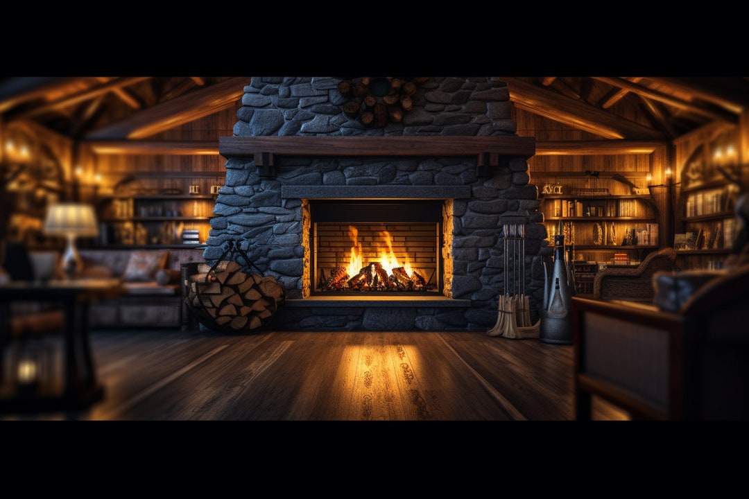 Digital Backdrop Captivating "ski Lodge Fireplace" - Etsy