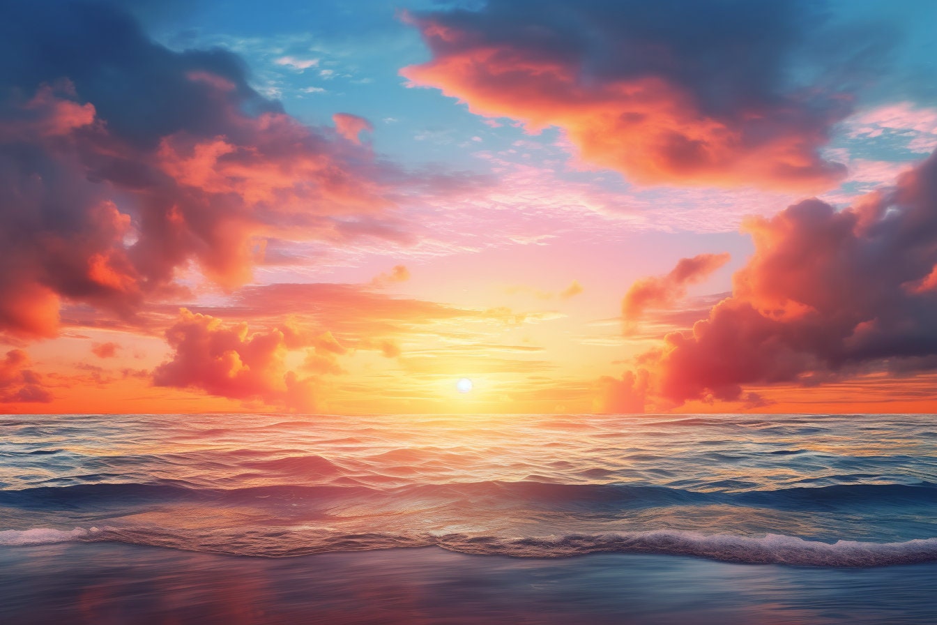 Digital Backdrop Captivating "beach Serene Sunset Over the Horizon" - Etsy