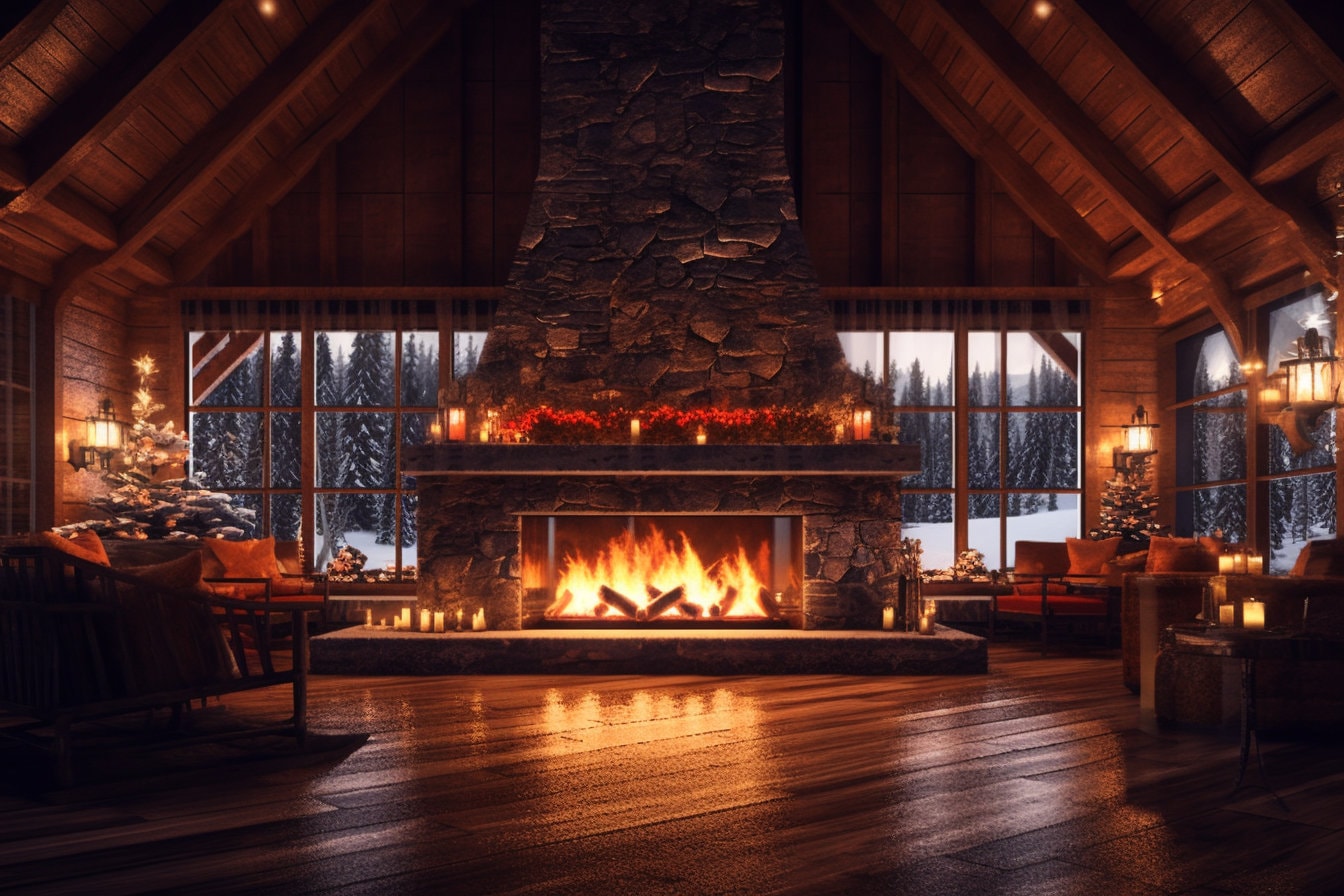 Digital Backdrop Captivating "ski Lodge Fireplace" - Etsy