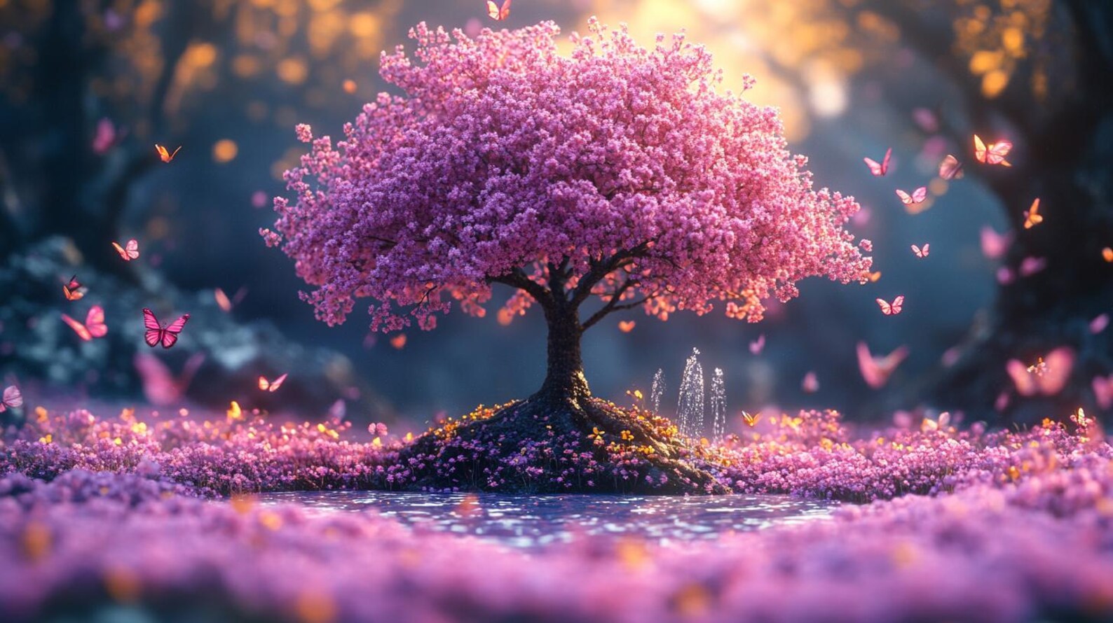 Magical Pink Digital Background - Enchanting Nature Scene - Etsy