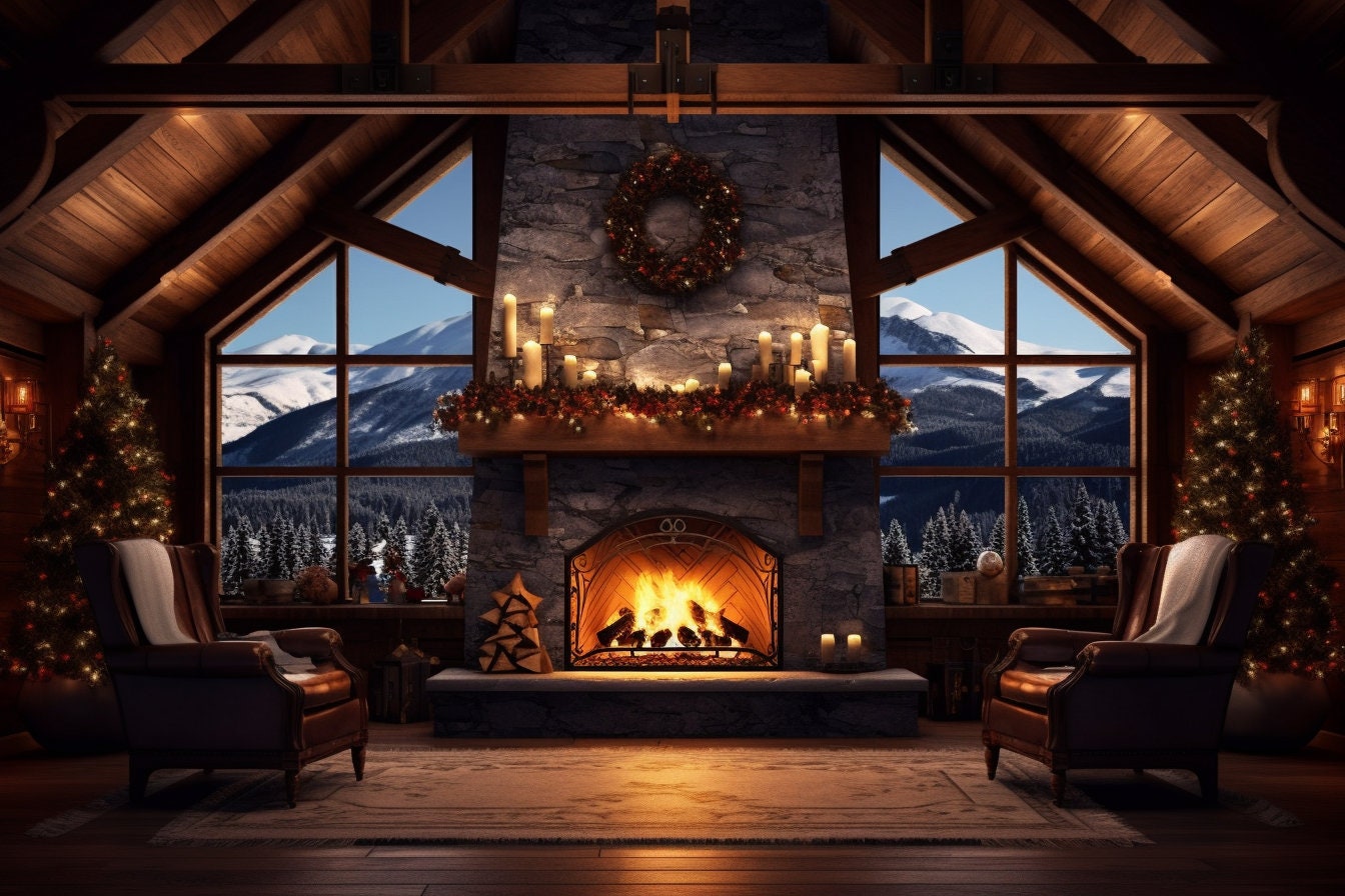 Digital Backdrop Captivating "ski Lodge Fireplace" - Etsy