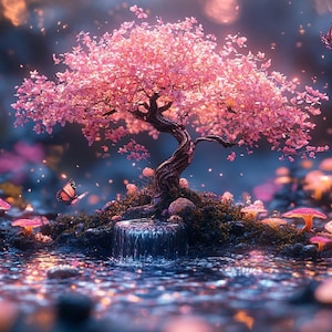 Magical Pink Digital Background - Enchanting Nature Scene - Etsy