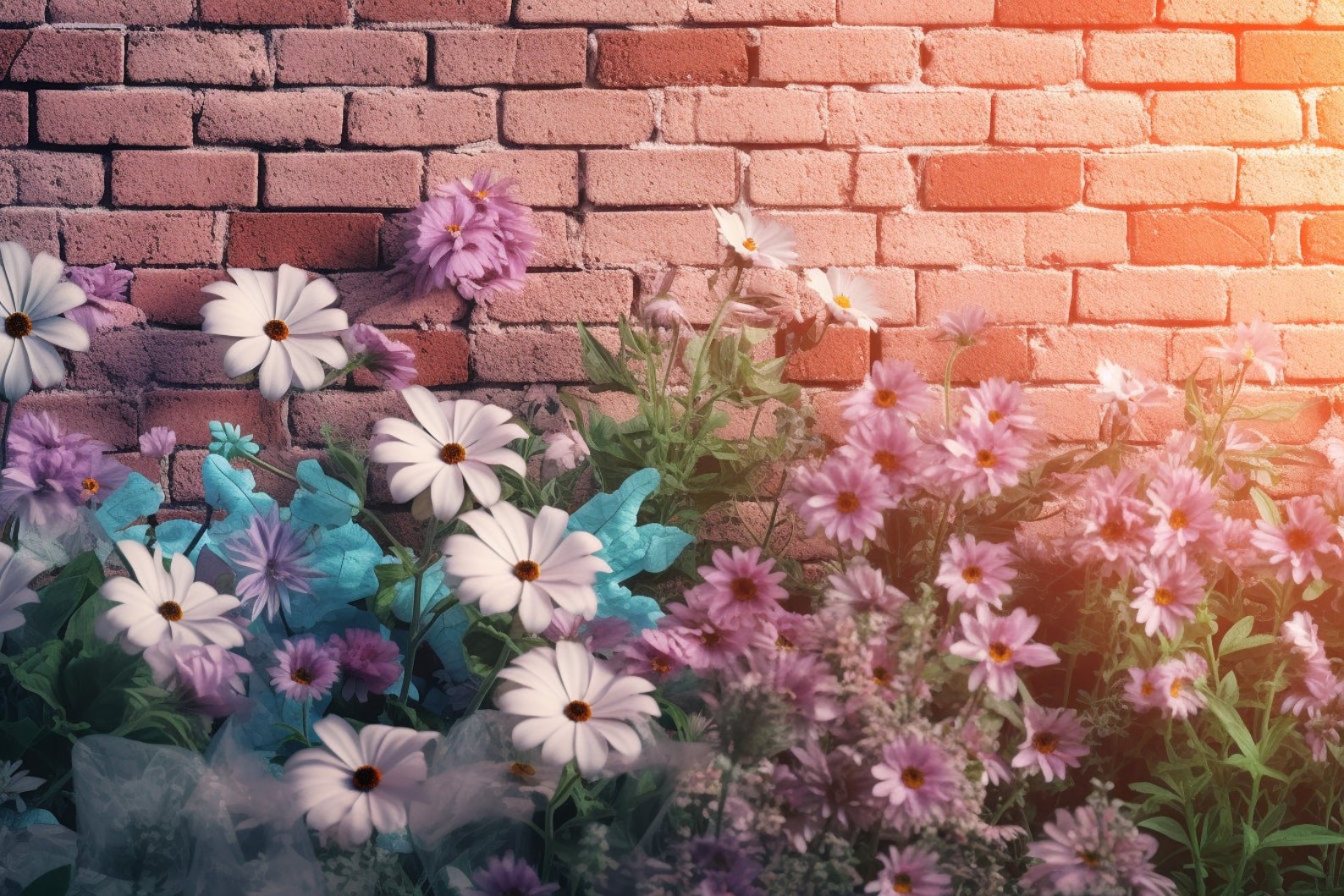 Digital Backdrop Exquisite Collection of "brick Wall Flowers" - Etsy