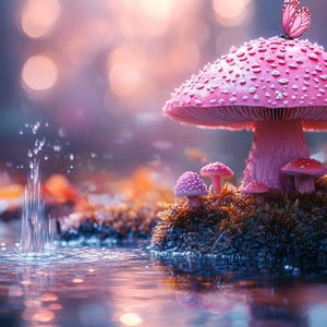 Magical Pink Digital Background - Enchanting Nature Scene - Etsy