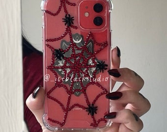 Purple Crystal Spiderweb Resin Phone Case - Etsy