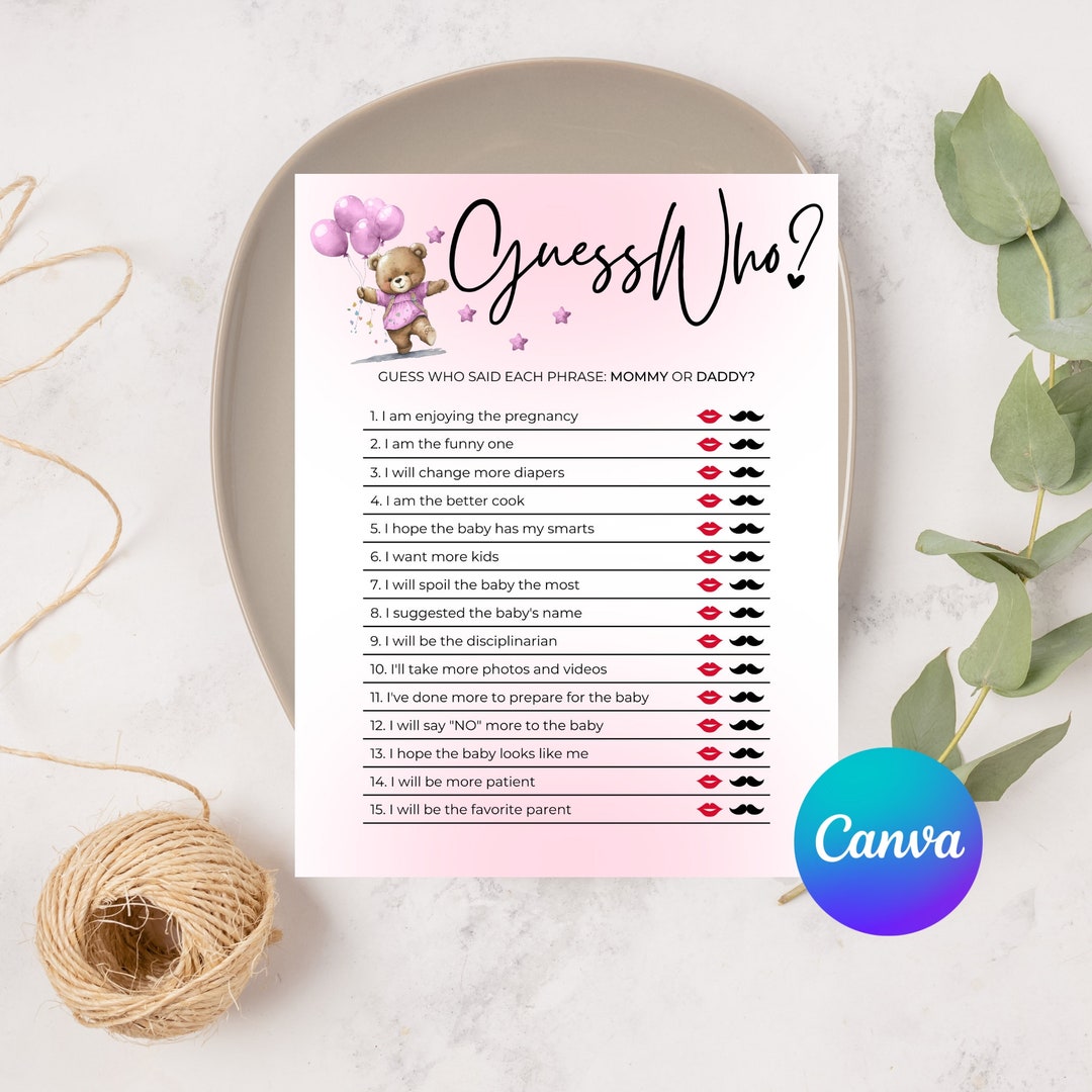 Teddy Bear Baby Guesses Shower Gamebaby Shower Games for - Etsy