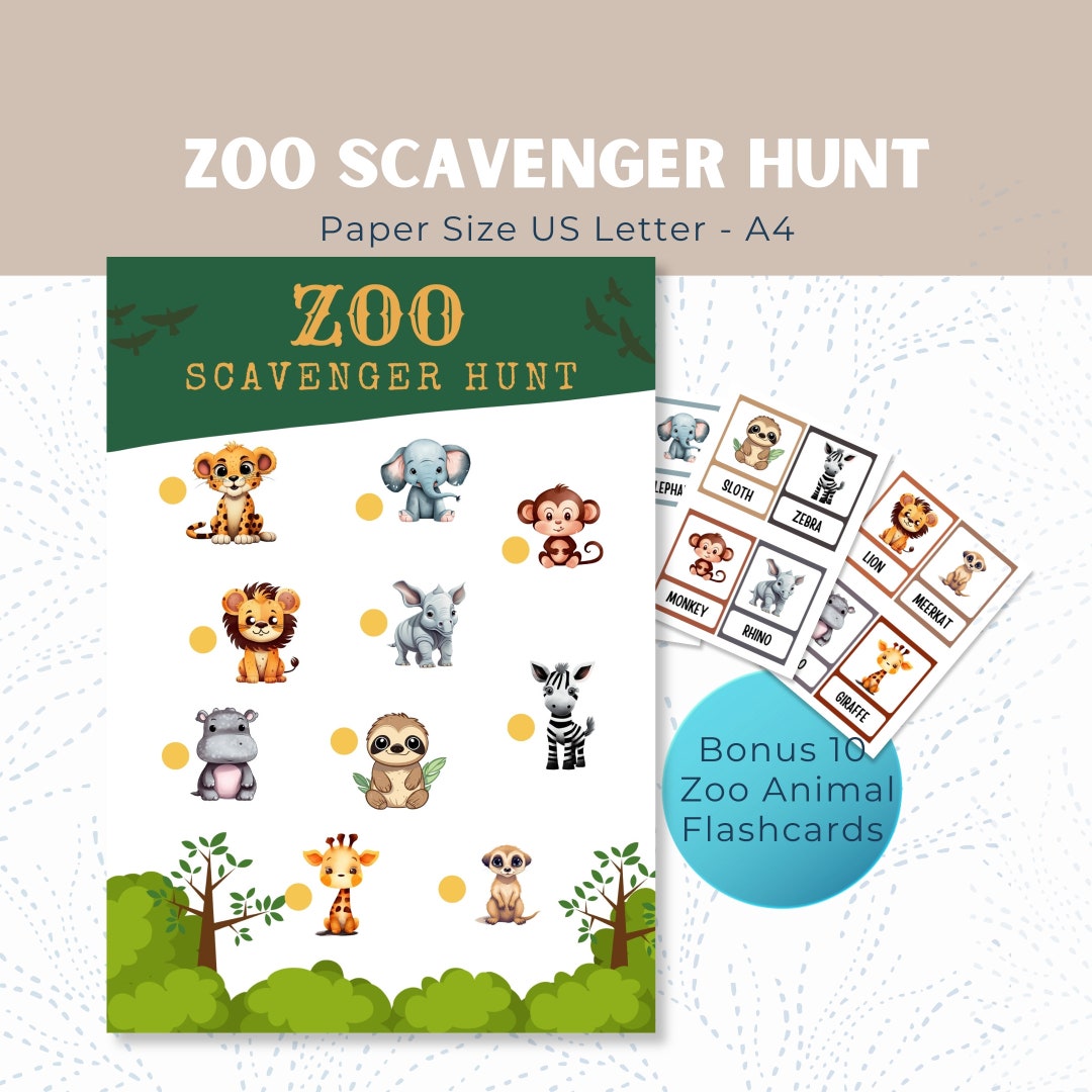Zoo Treasure Hunt Activity Printable Scavenger Hunt for - Etsy