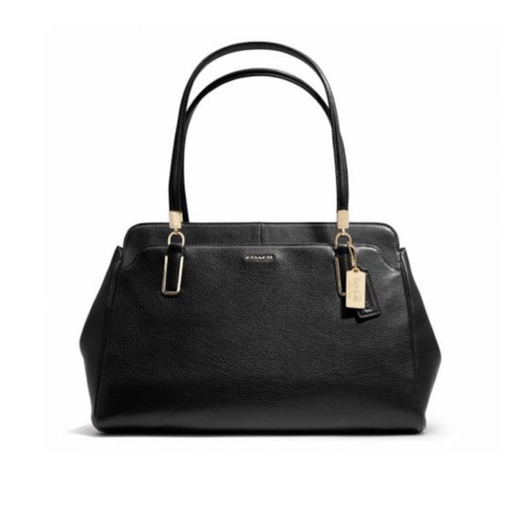 Coach Madison Kimberly Carryall Pebbled Black Leather Top Zip Closure ...