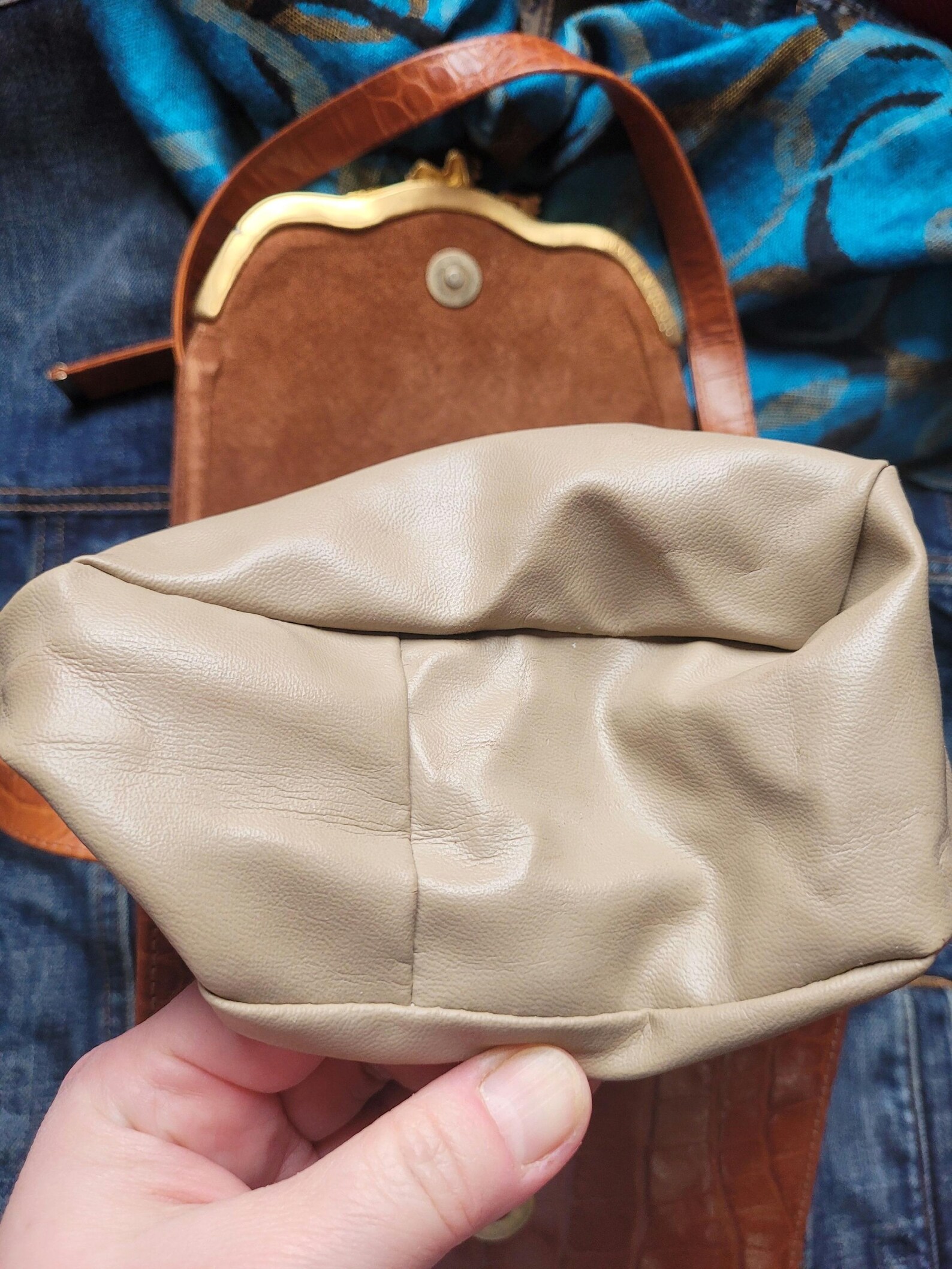 Vintage Rare Leather Unisex Crossbody Bag Caramel Brown Lizard Geico ...