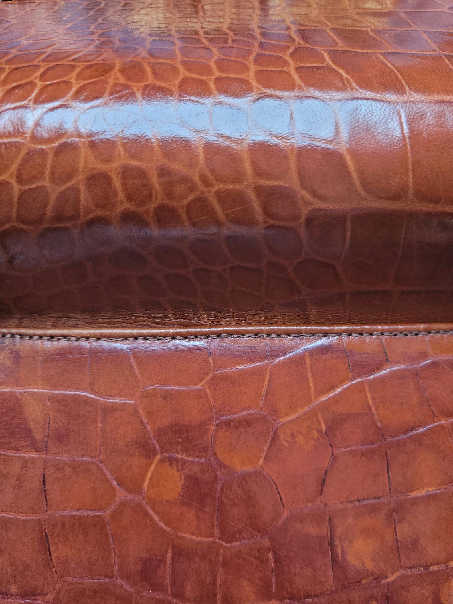 Vintage Rare Leather Unisex Crossbody Bag Caramel Brown Lizard Geico ...