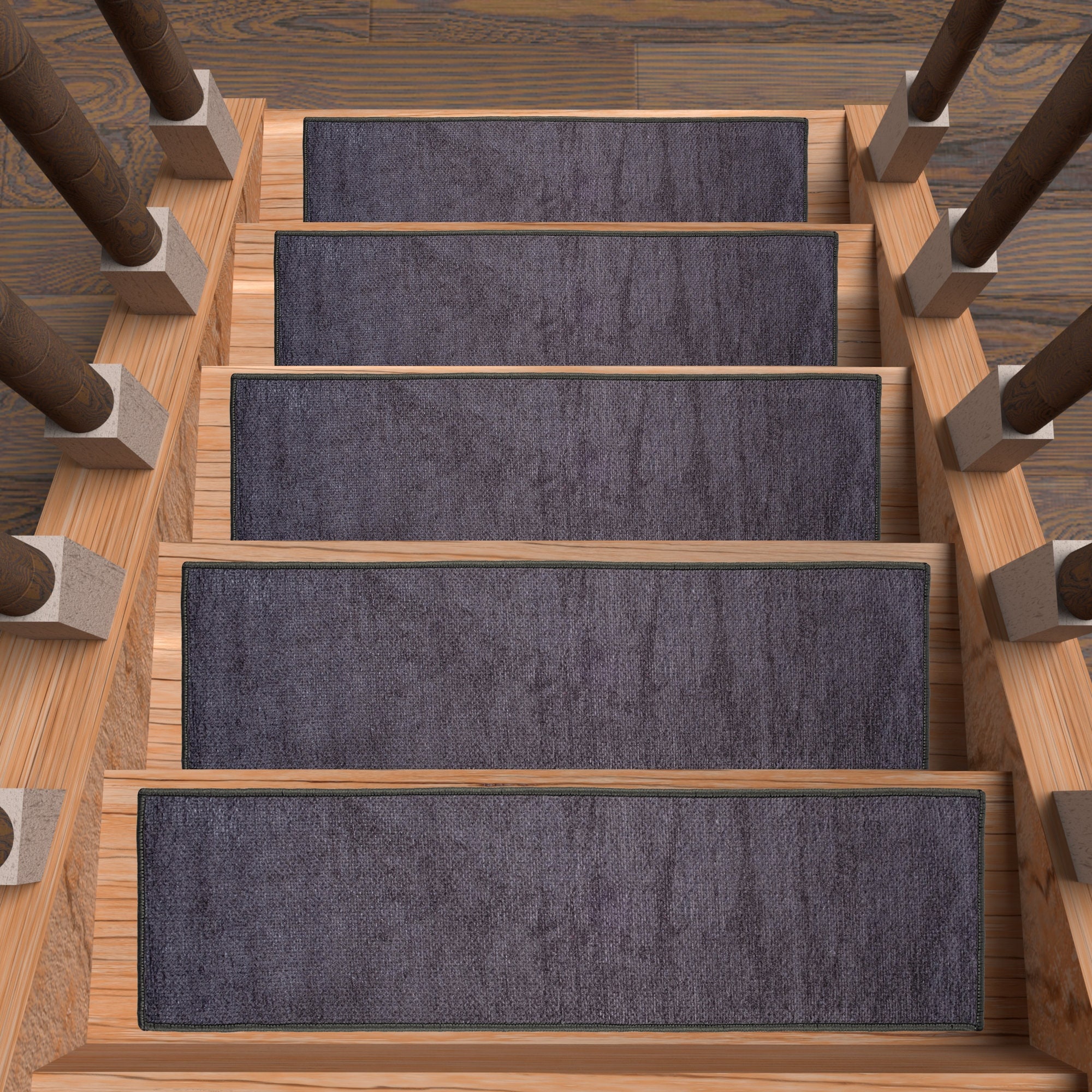 Solid Stair Treads Carpet, Black Stair Runner Rug, Non-slip Washable ...