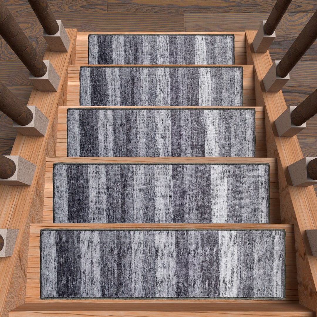Black Stair Runner Rug, Solid Black Stair Treads Carpet, Non-slip ...