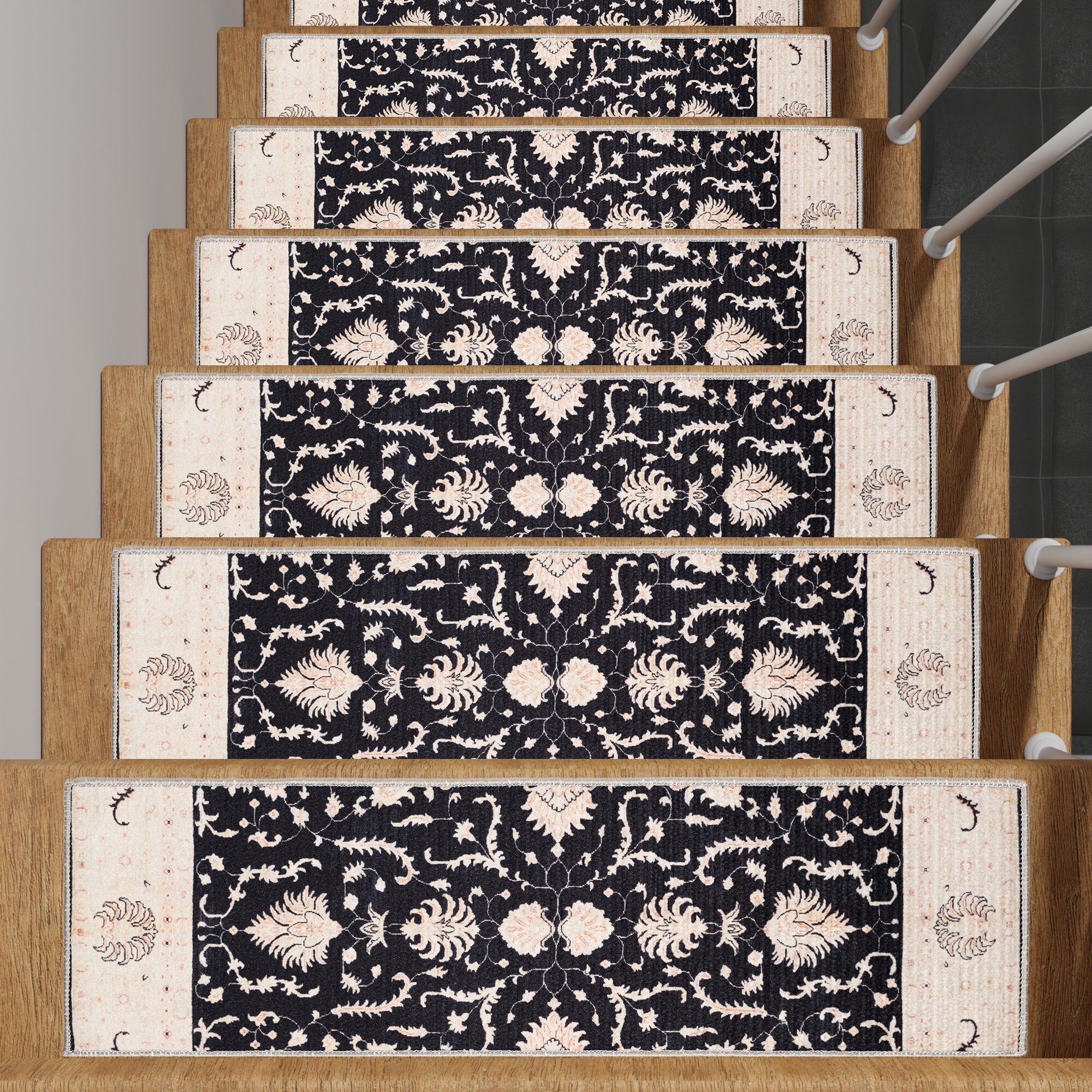 Floral Stair Treads Carpet, Flower Stair Runner Rug, Non-slip Washable ...