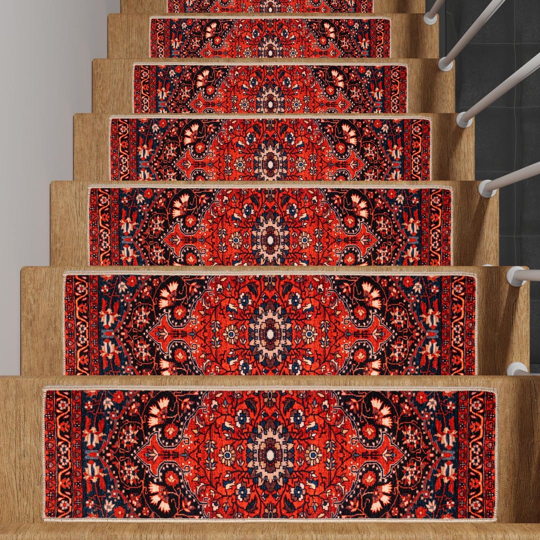 Antique Stair Treads Carpet, Vintage Stair Runner Rug, Non-slip ...