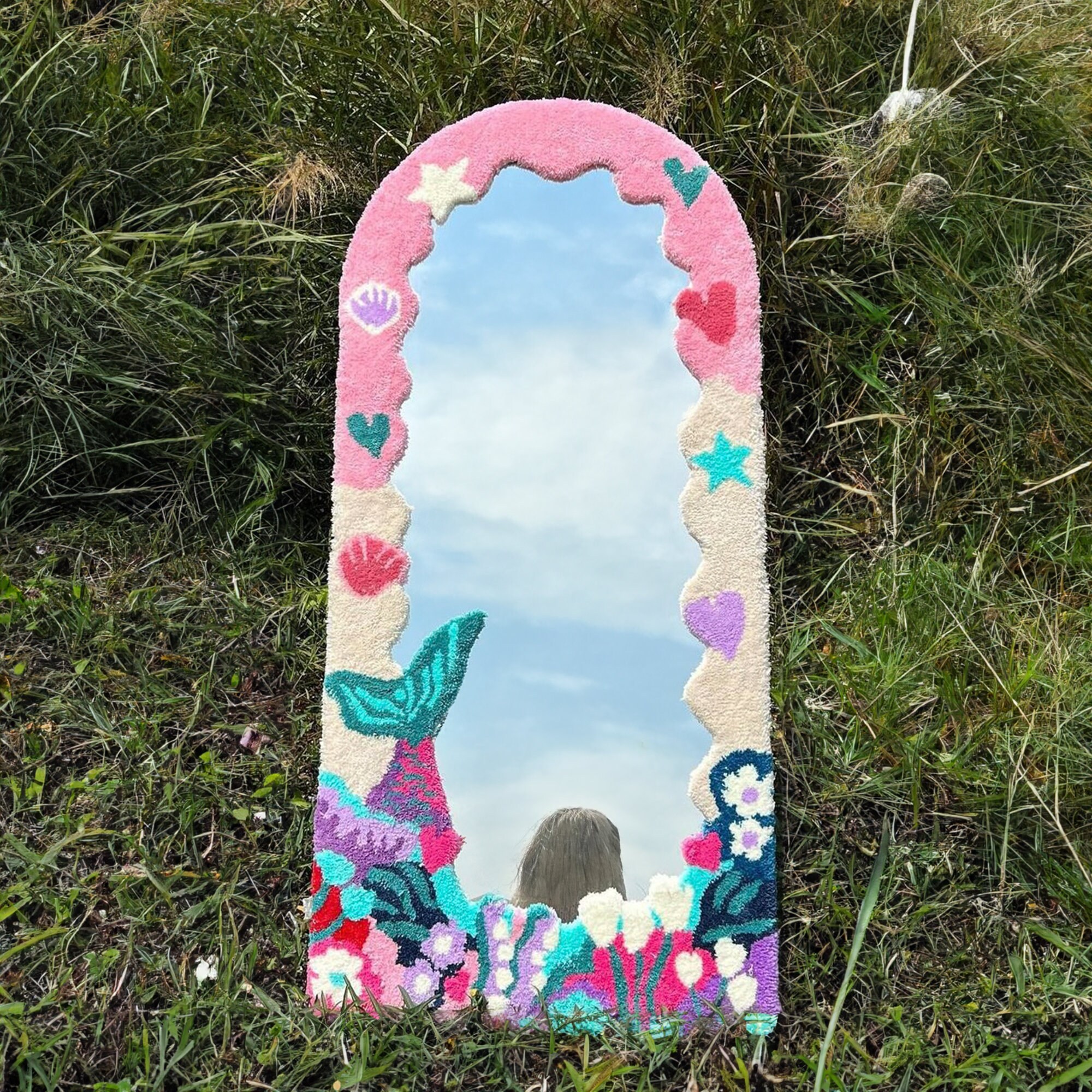 Mirror Frame Wavy Tufted Mirror Full Length Wavy Floor - Etsy