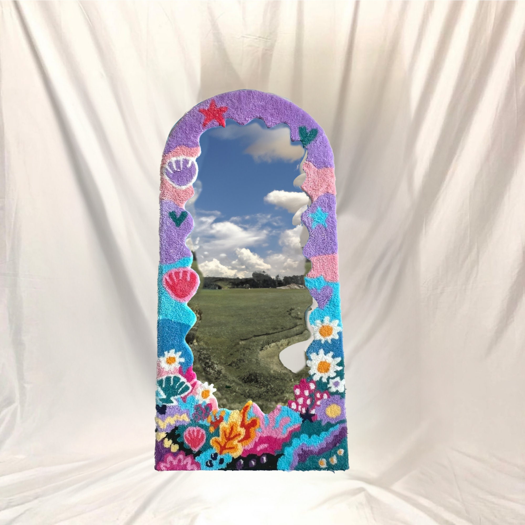 Mirror Frame Wavy Tufted Mirror Full Length Wavy Floor - Etsy