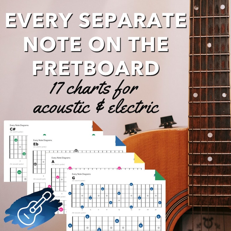 Every Separate Note for Guitar Fretboard Diagram Printables - Etsy