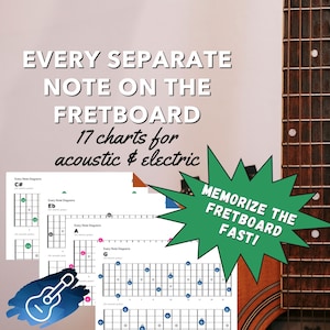 Every Separate Note for Guitar Fretboard Diagram Printables (memorize ...