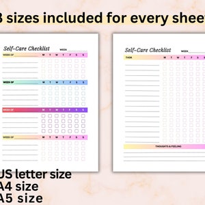 Self-care Checklist Printable, Instant Download, Minimal Productivity ...