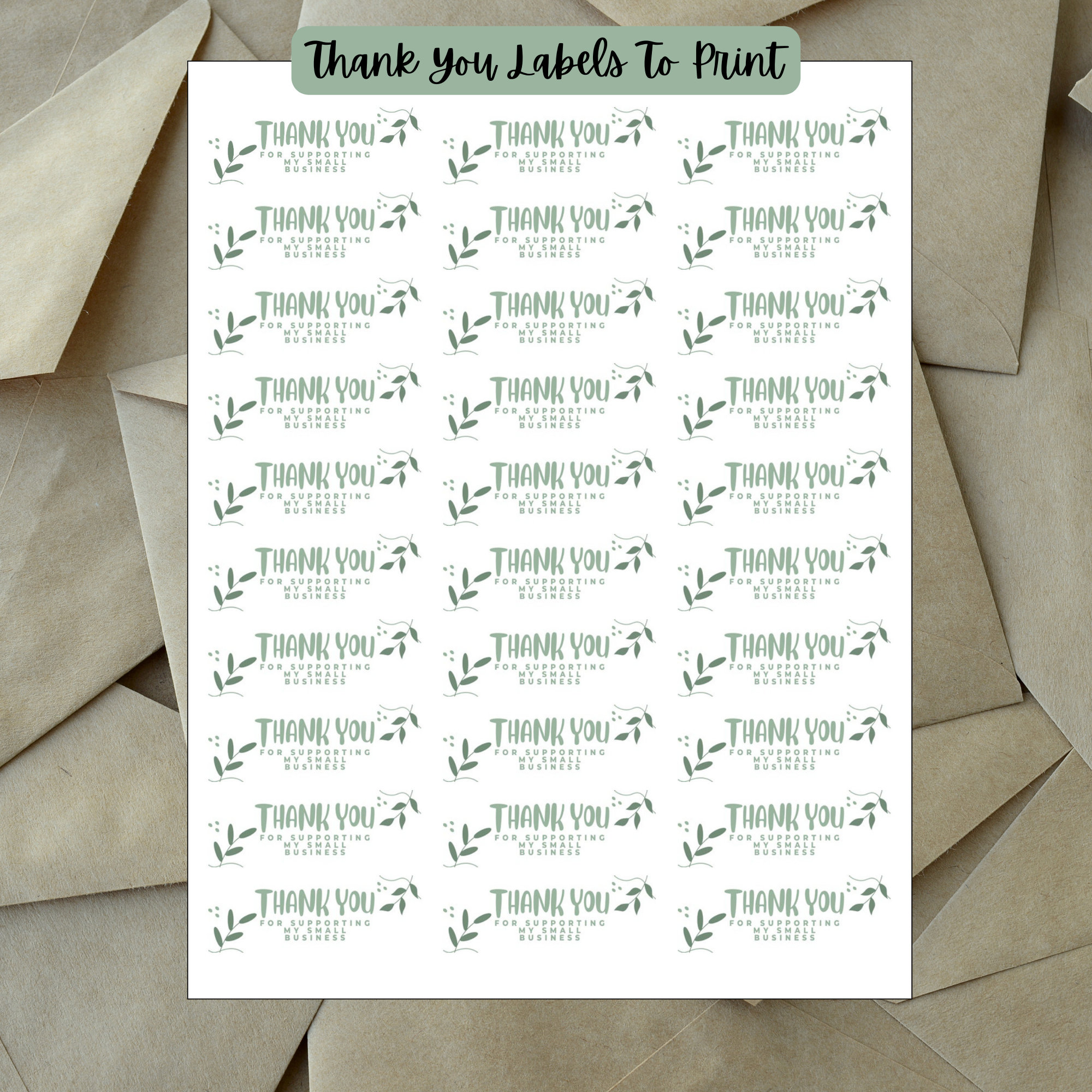 Thank You Stickers | Printable Thank You Labels | Sheet of 30 Mailing ...