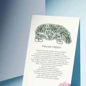House Hippo Housewarming Card, House Hippo Sign, House Hippo Card ...