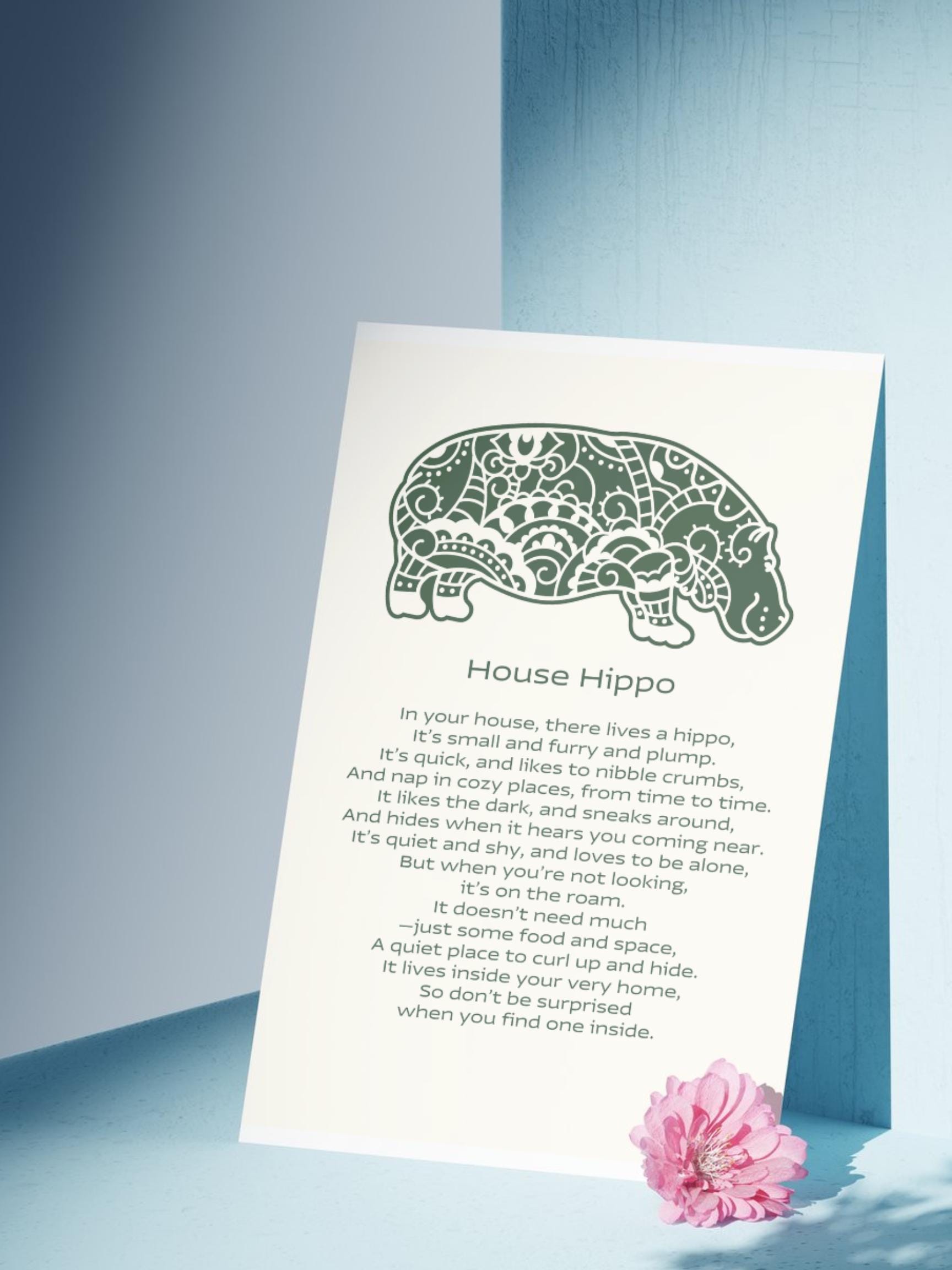House Hippo Housewarming Card, House Hippo Sign, House Hippo Card ...