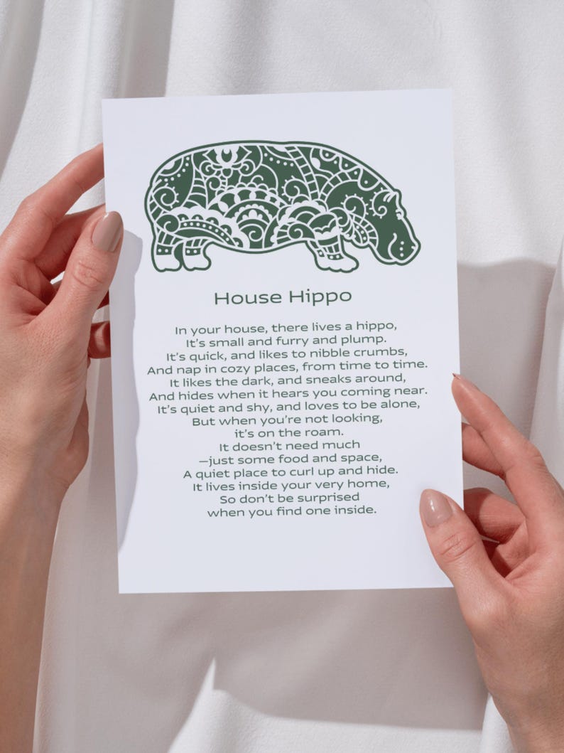 House Hippo Housewarming Card, House Hippo Sign, House Hippo Card ...